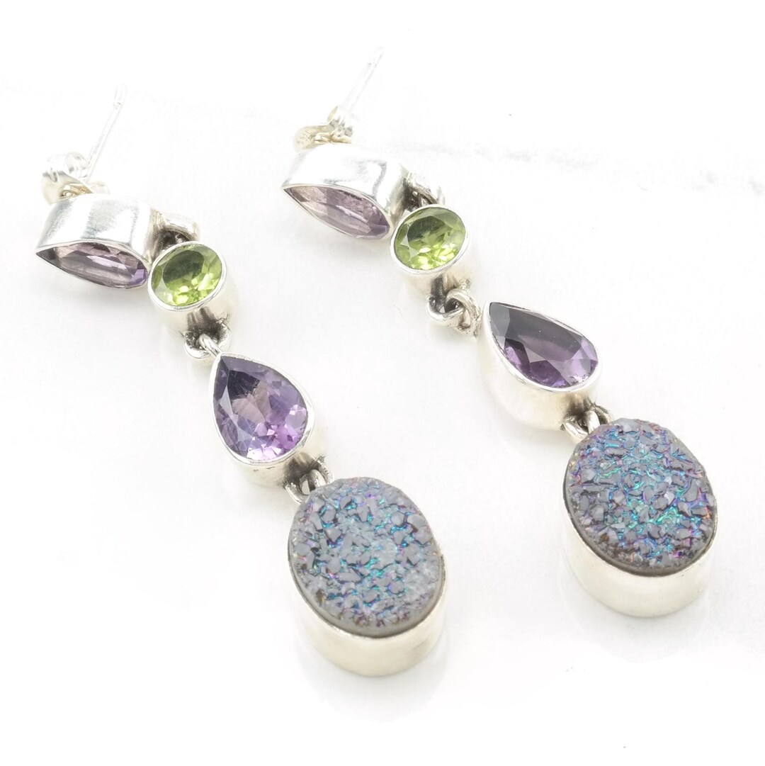Vintage Nicky Butler Sterling Silver Stud Dangle Earrings Amethyst ...
