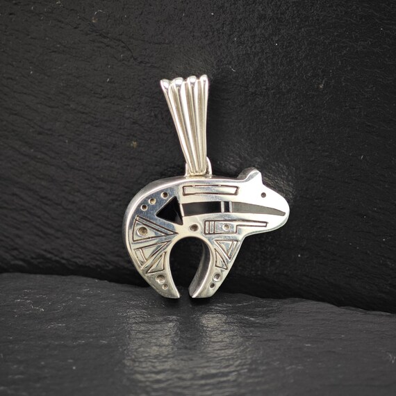 Navajo Ray Tracey Knifewing Bear Pendant Sterling Sil… - Gem