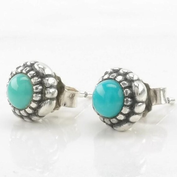 Vintage Sterling Silver Stud Earrings Pandora Blue Turquoise Etsy