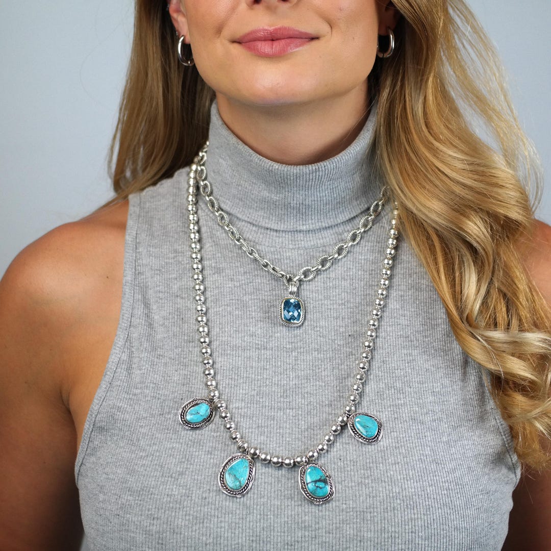 Michelle Albala Sterling Silver Topaz Gold Bezel, Cable Link Chain ...