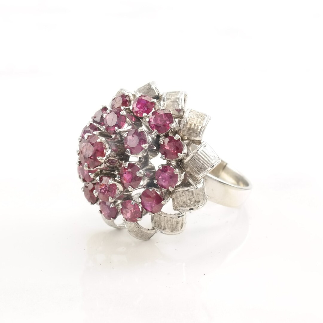 Vintage Thai Silver Ring Ruby Flower Size 5 1/4 - Etsy