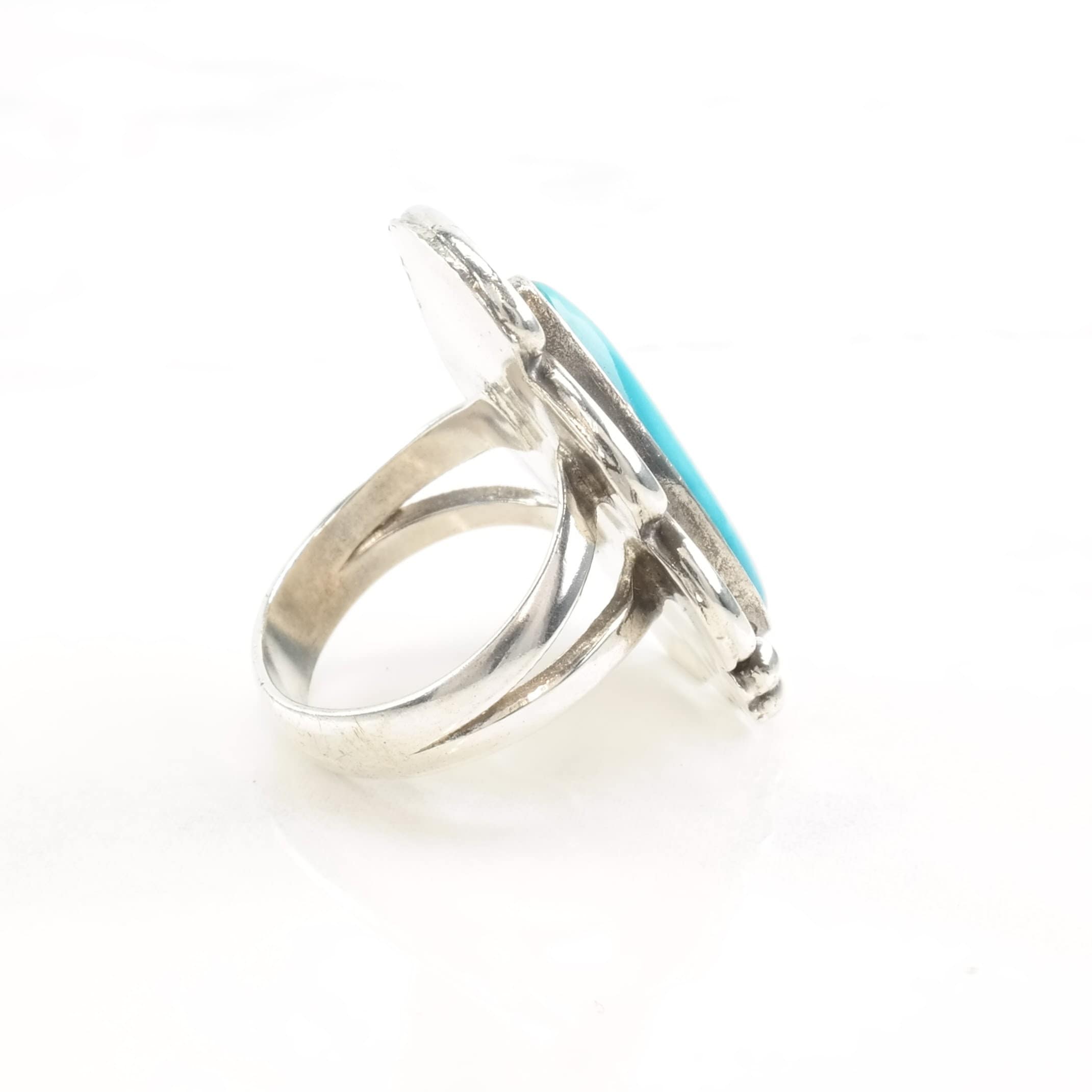 Vintage Native American Silver Ring Turquoise Feather Size 7 1/4 - Etsy