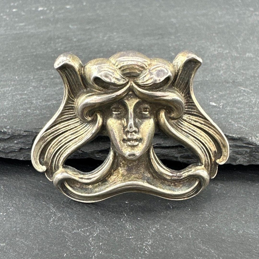 Art Nouveau Kerr Sterling Silver Lady Brooch - Etsy
