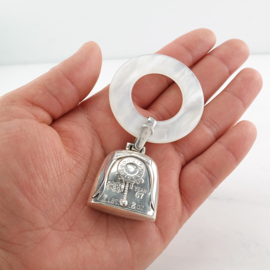 Vintage Sterling Silver Mother of Pearl, Engraved Web Mop 1960's Baby ...