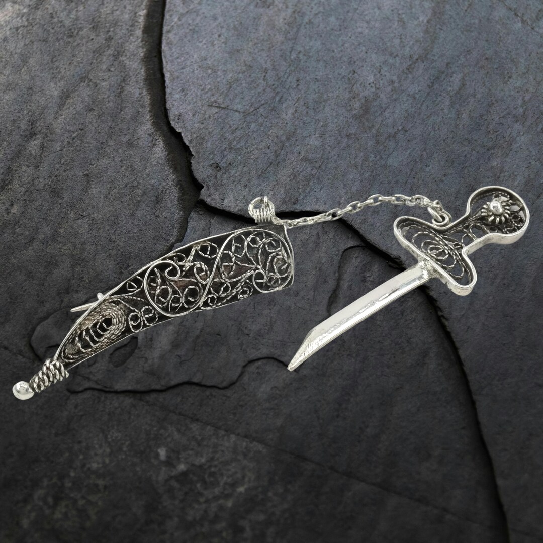 Vintage Sterling Silver Sword Brooch With Filigree - Etsy