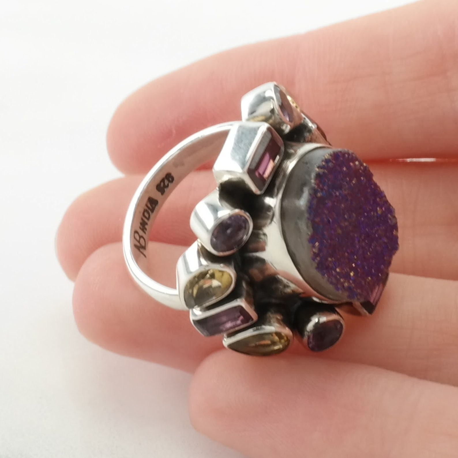 Vintage Nicky Butler Silver Ring Quartz, Garnet, Amethyst, Citrine ...