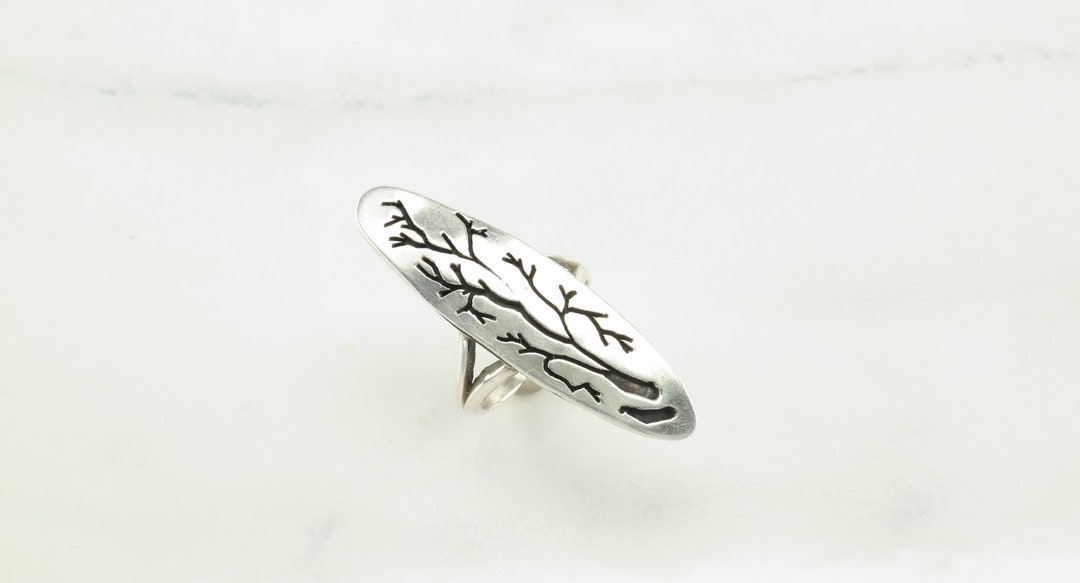 Vintage Hopi Silver Ring Overlay Tree Sterling Black Size 7 - Etsy