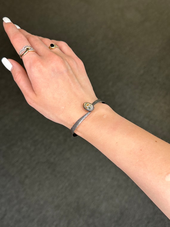 Sterling Silver Cuff Bracelet Moss Agate - Gem