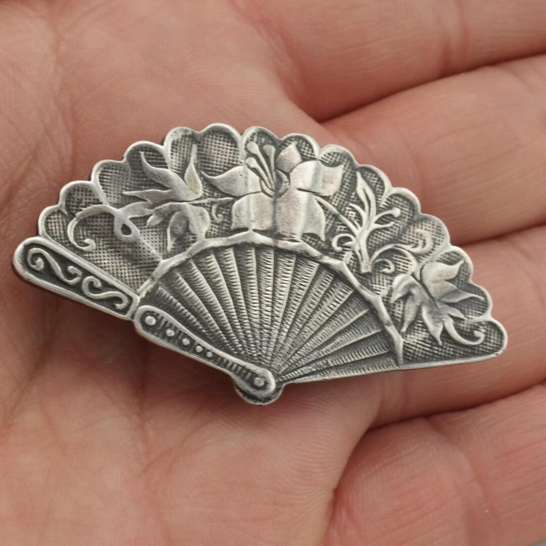 Vintage Floral Fan Brooch Pendant Art Deco Style Sterling Silver - Etsy