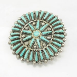 Zuni Brooch Pendant Cluster Blue Turquoise Sterling Silver - Etsy