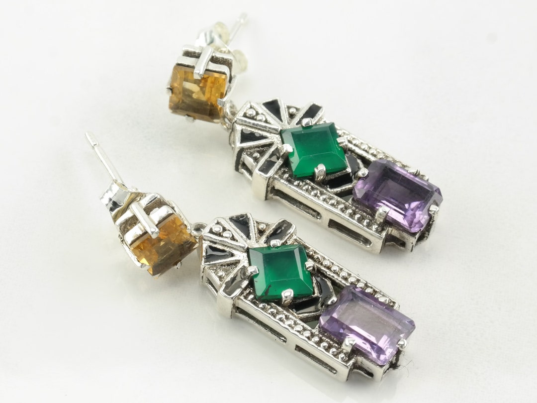 Nicky Butler Sterling Silver Enamel Citrine Amethyst Iolite Art Deco ...