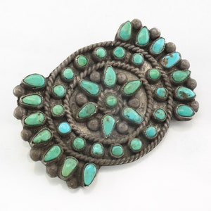 Zuni Sterling Silver Turquoise Brooch Cluster - Etsy