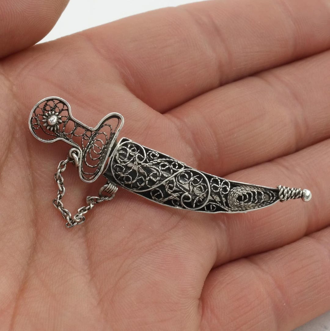 Vintage Sterling Silver Sword Brooch With Filigree - Etsy