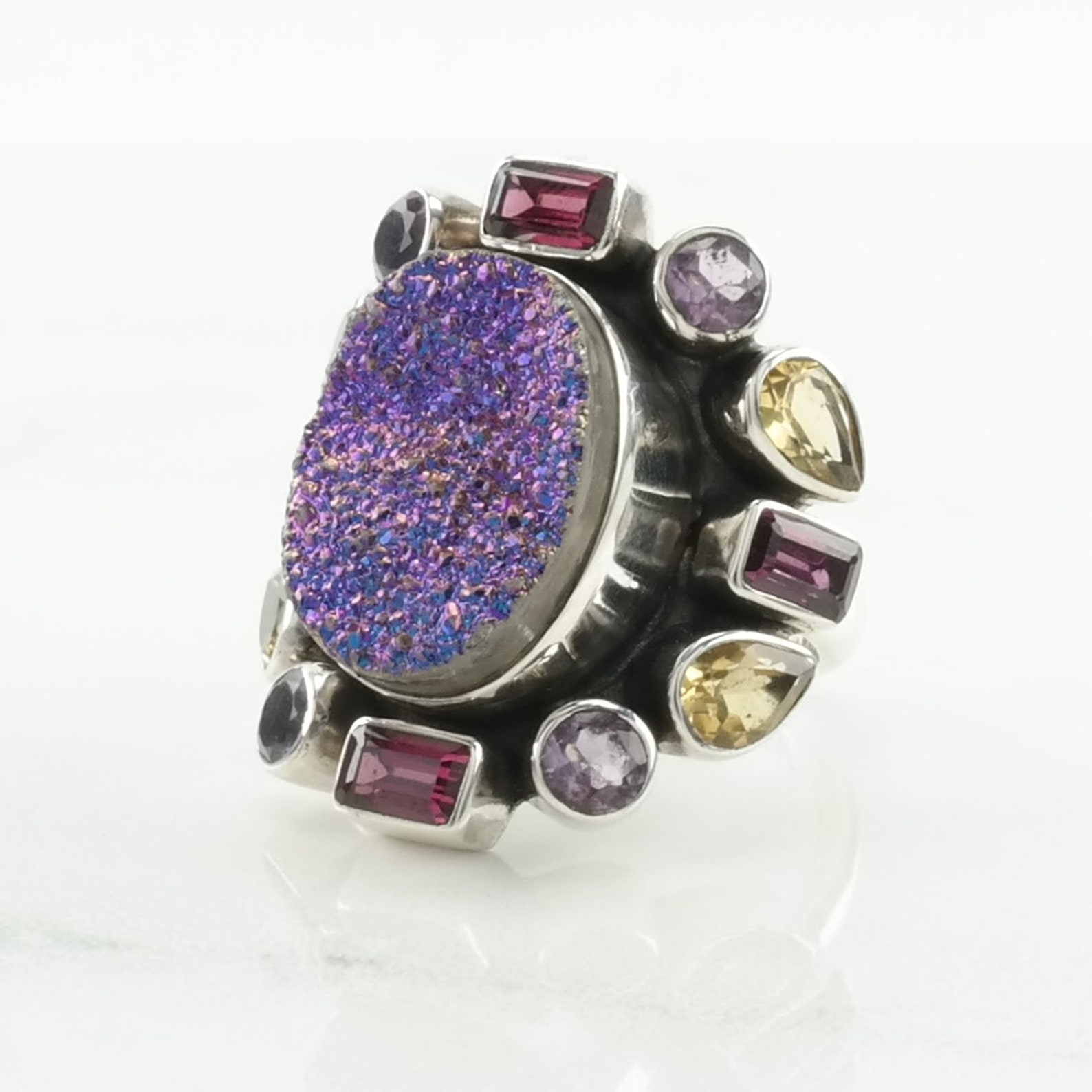 Vintage Nicky Butler Silver Ring Quartz, Garnet, Amethyst, Citrine ...