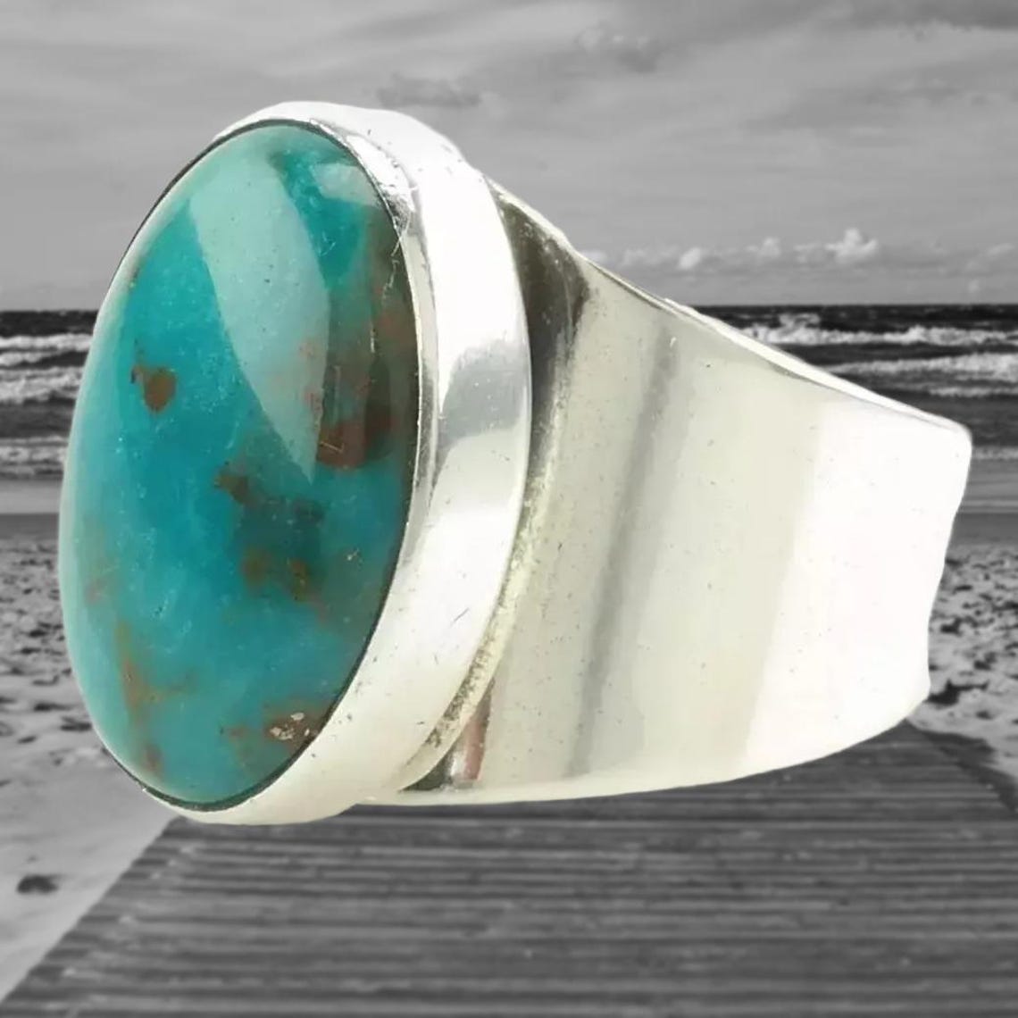 Vintage DTR Silver Ring Turquoise Modernist Sterling Blue Size 7 1/4 - Etsy
