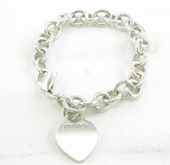 Tiffany & Co. Sterling Silver Link Bracelet Heart - Etsy Tiffany & Co. Sterling Silver Link Bracelet Heart - Etsy