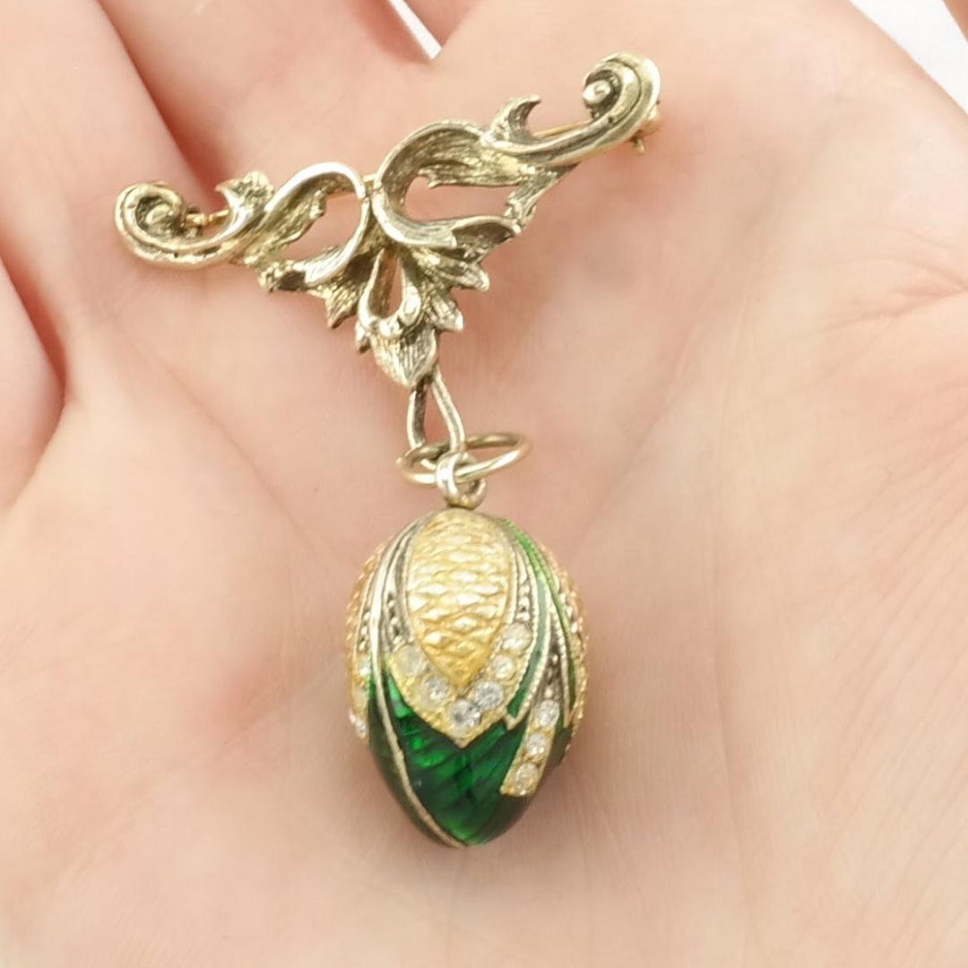 Vintage Soviet USSR Enamel, CZ Egg Sterling Silver Pendant - Etsy