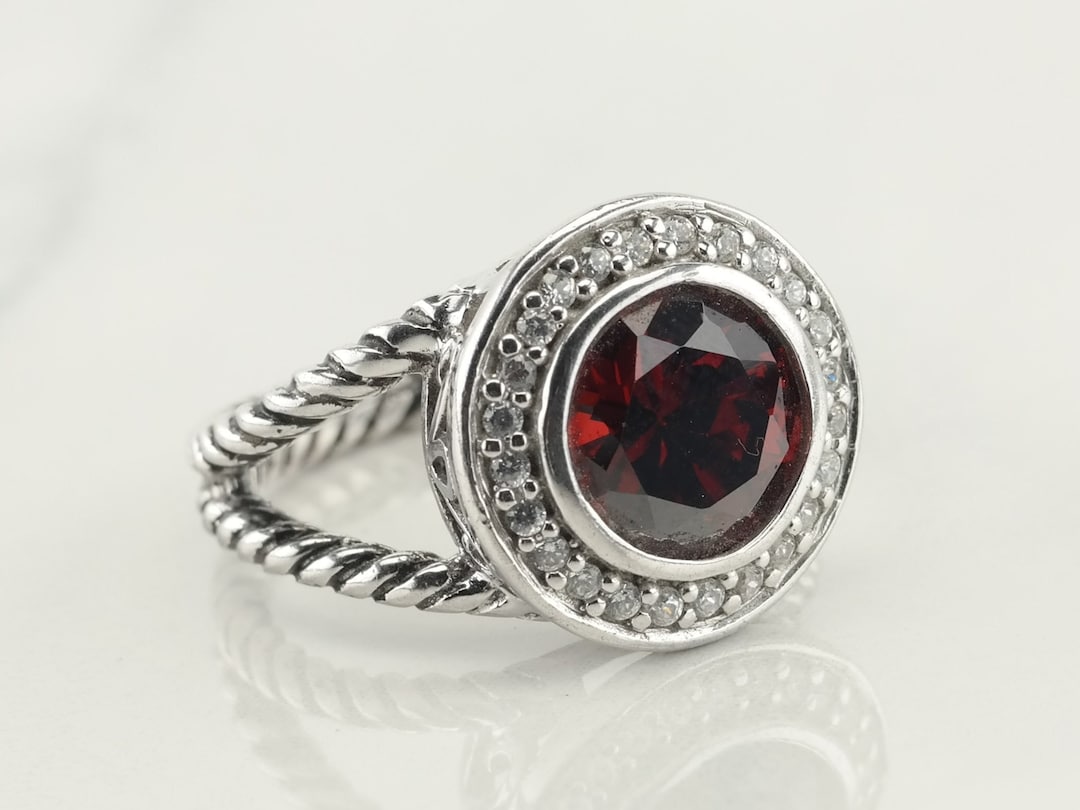 Vintage Sterling Silver Red CZ Ring Size 6 - Etsy