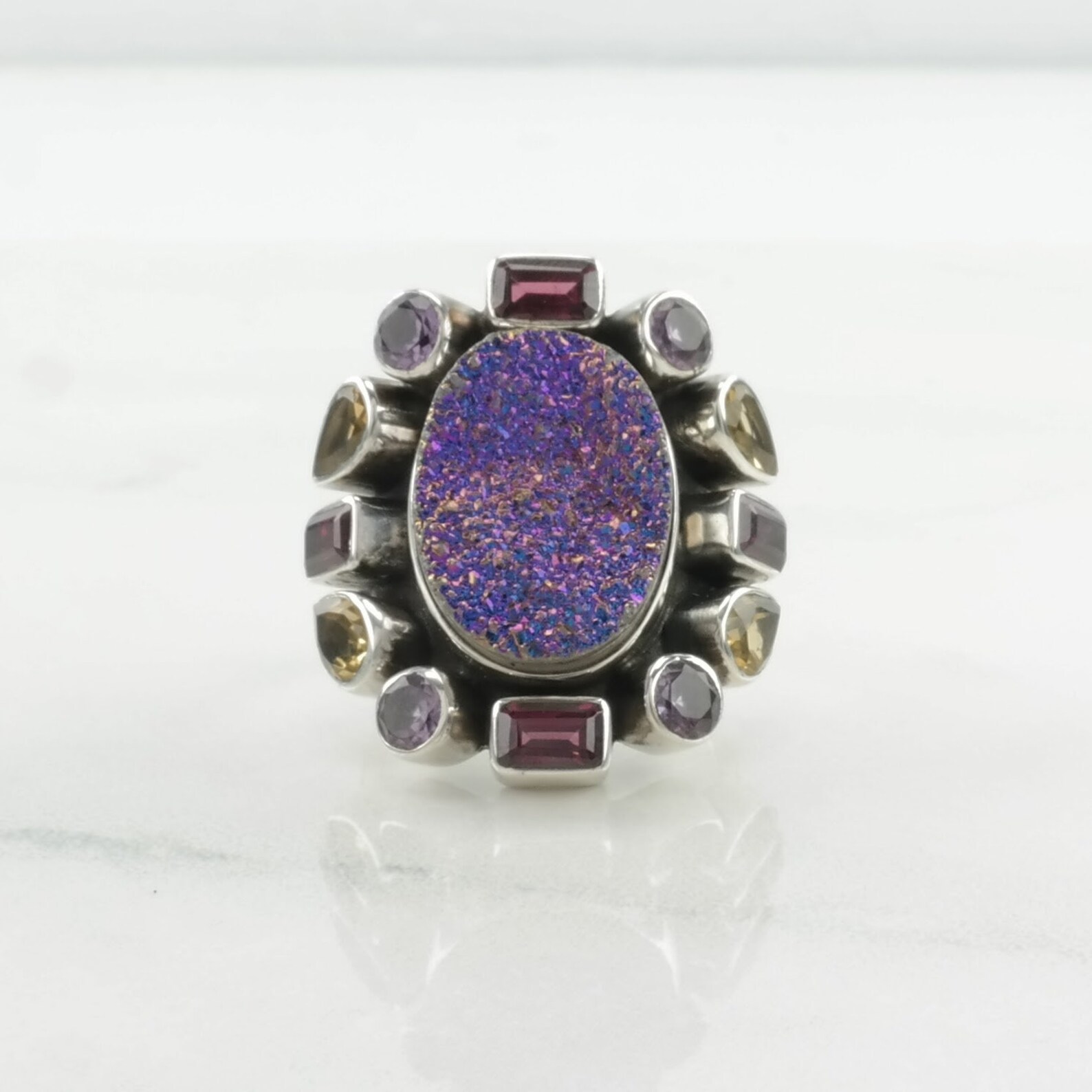 Vintage Nicky Butler Silver Ring Quartz, Garnet, Amethyst, Citrine ...