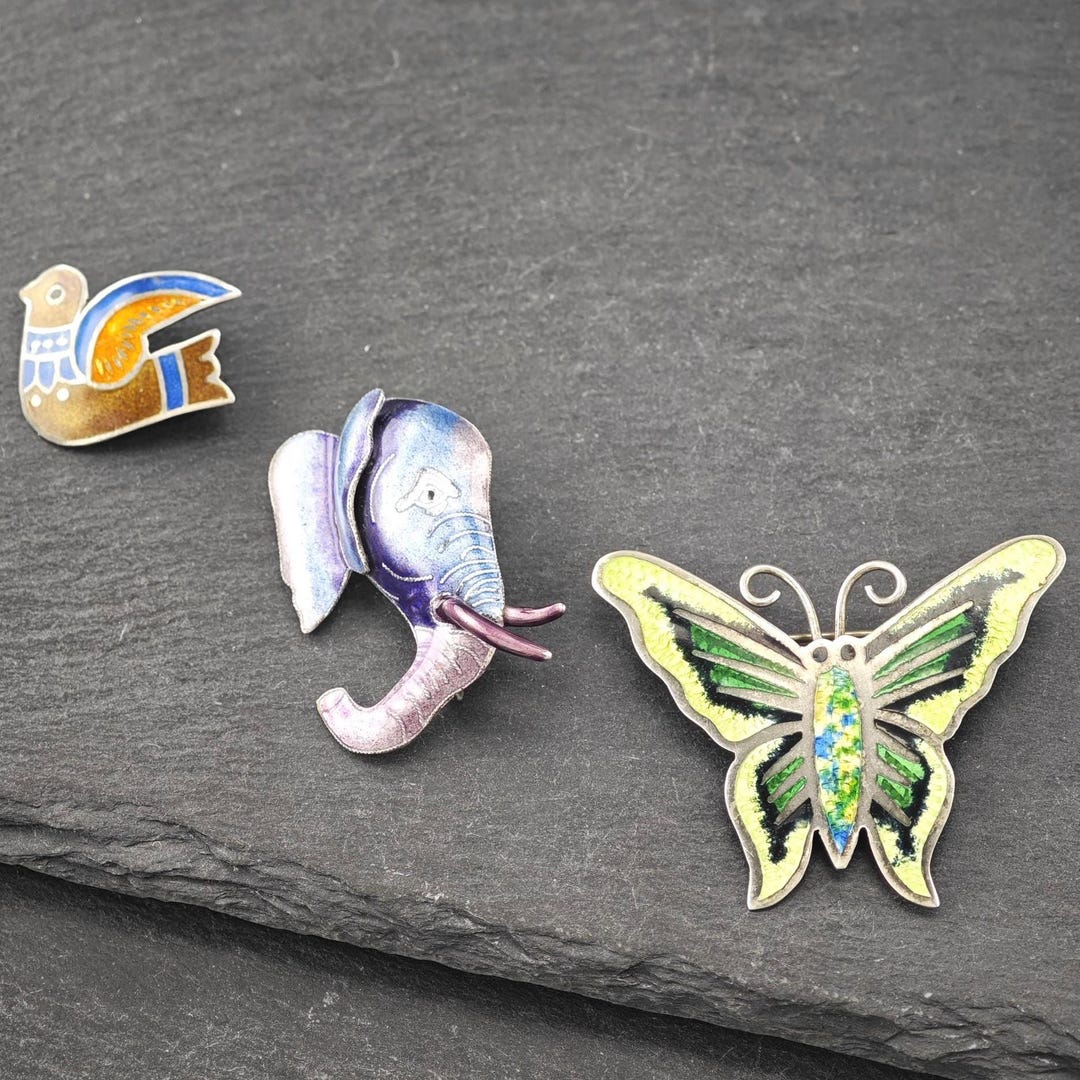 Choice of Enamel, Animal Brooches Sterling Silver - Etsy