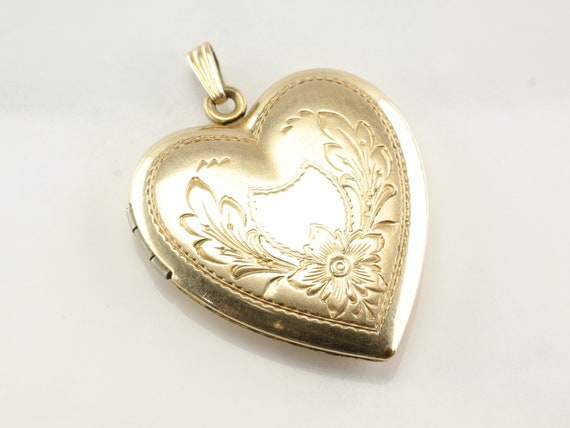 Antique Heart Locket Sterling Silver Pendant - Gem