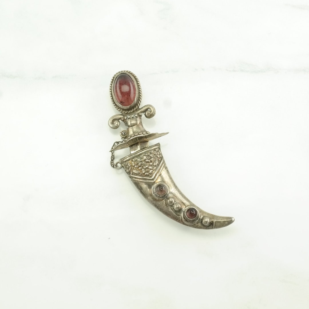 Vintage Sword Pink Silver Brooch Garnet Sterling - Etsy