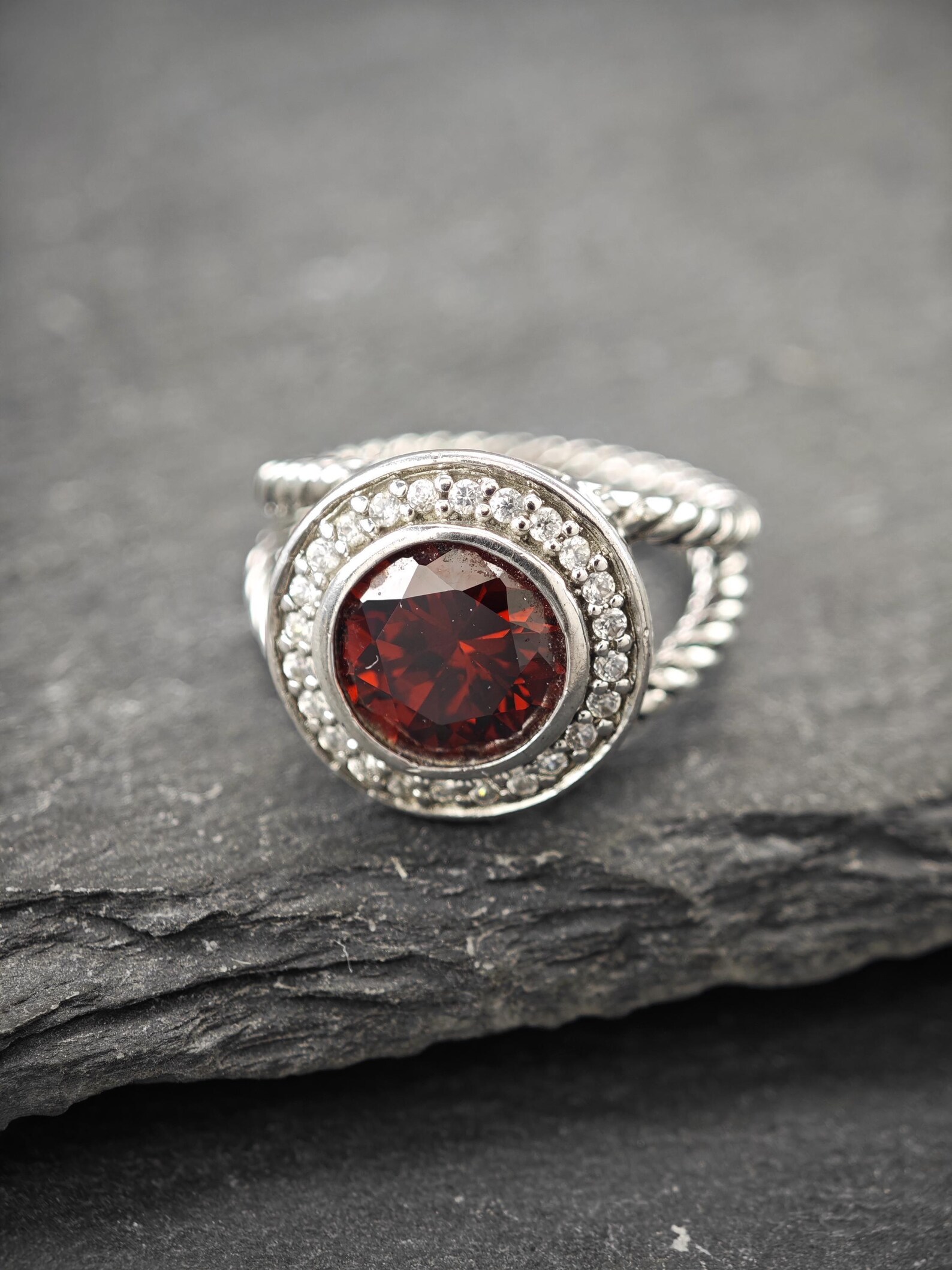 Vintage Sterling Silver Red CZ Ring Size 6 - Etsy