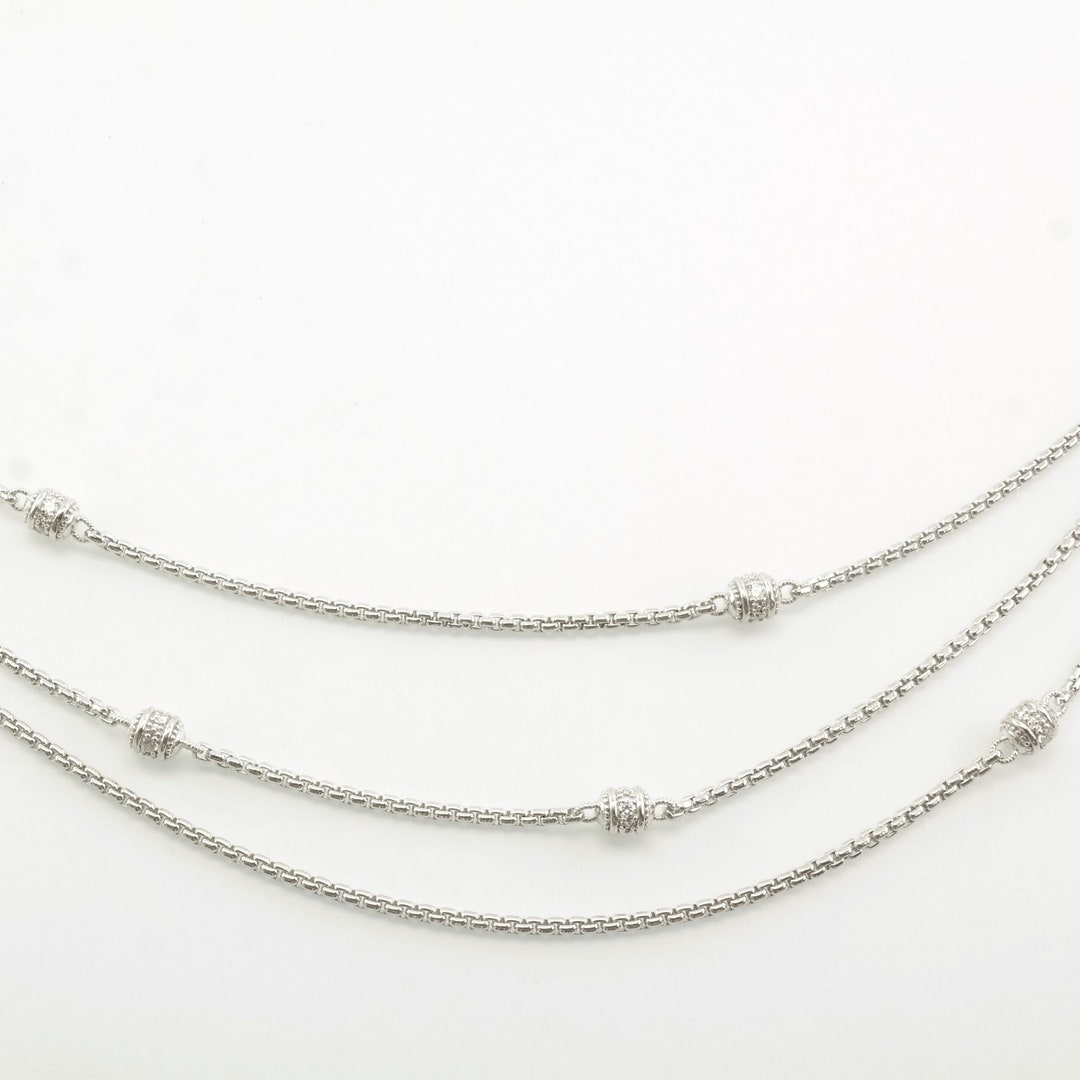Vintage Judith Ripka Sterling Silver CZ Triple Strand Necklace - Etsy