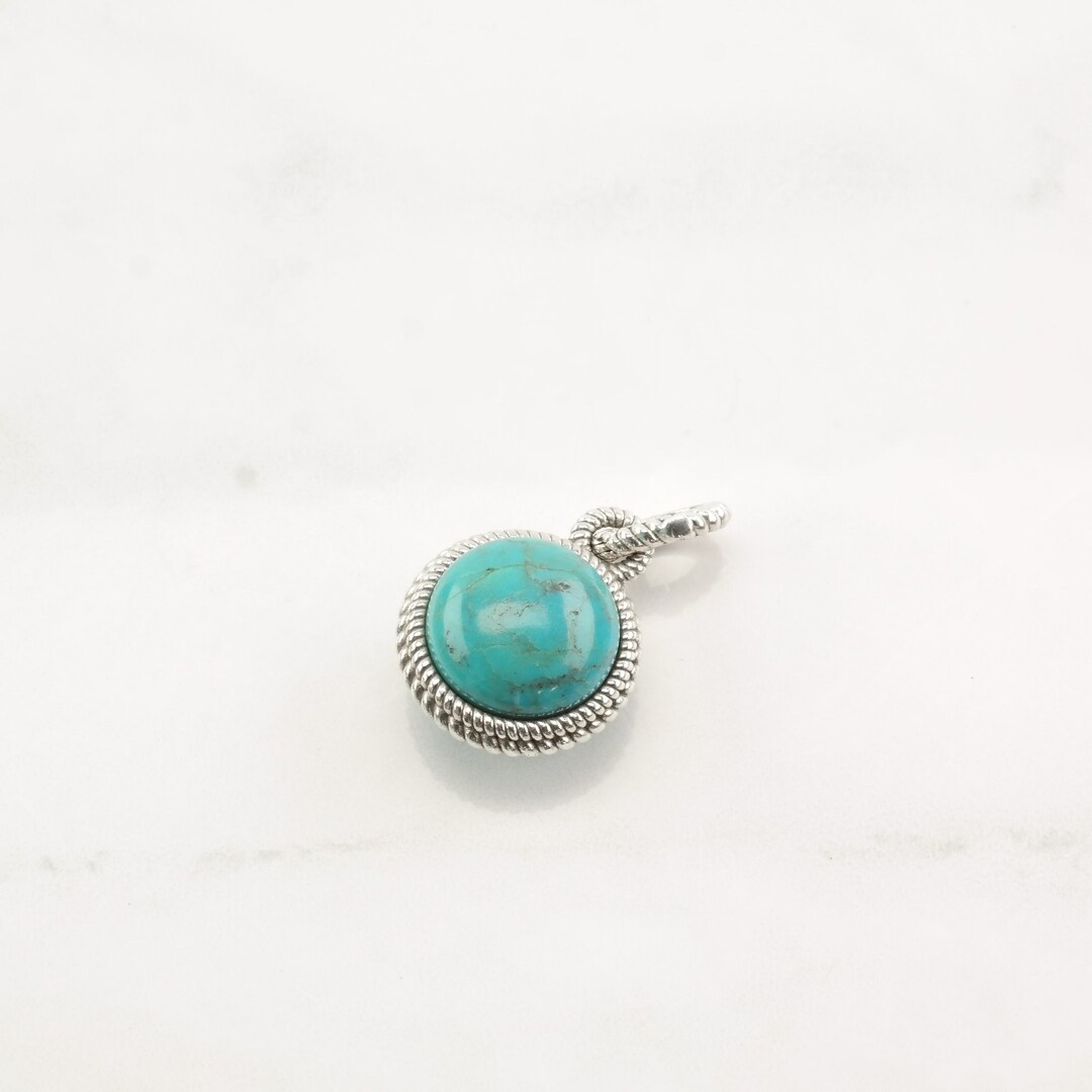 Vintage Judith Ripka Turquoise Circle Sterling Silver Pendant - Etsy
