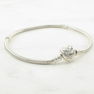 Pandora Sterling Silver Heart Charm Bracelet - Etsy