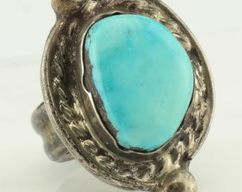 Vintage Turquoise Sterling Silver Oval Ring - Etsy