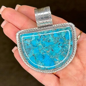 Vintage DTR Reconstituted Turquoise Large Sterling Silver Pendant - Etsy