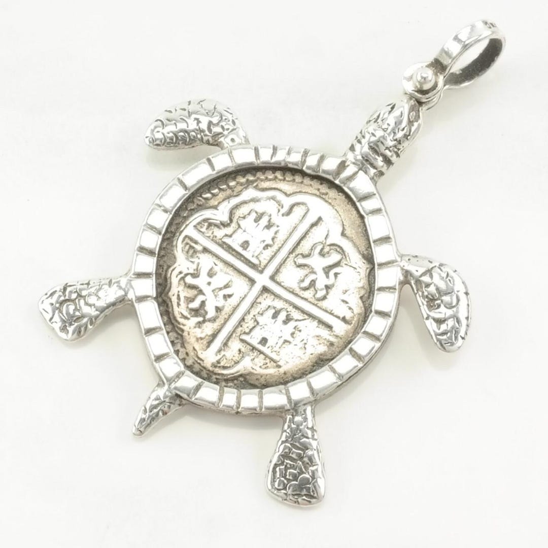 Vintage Turtle Crest, Coin Sterling Silver Pendant - Etsy