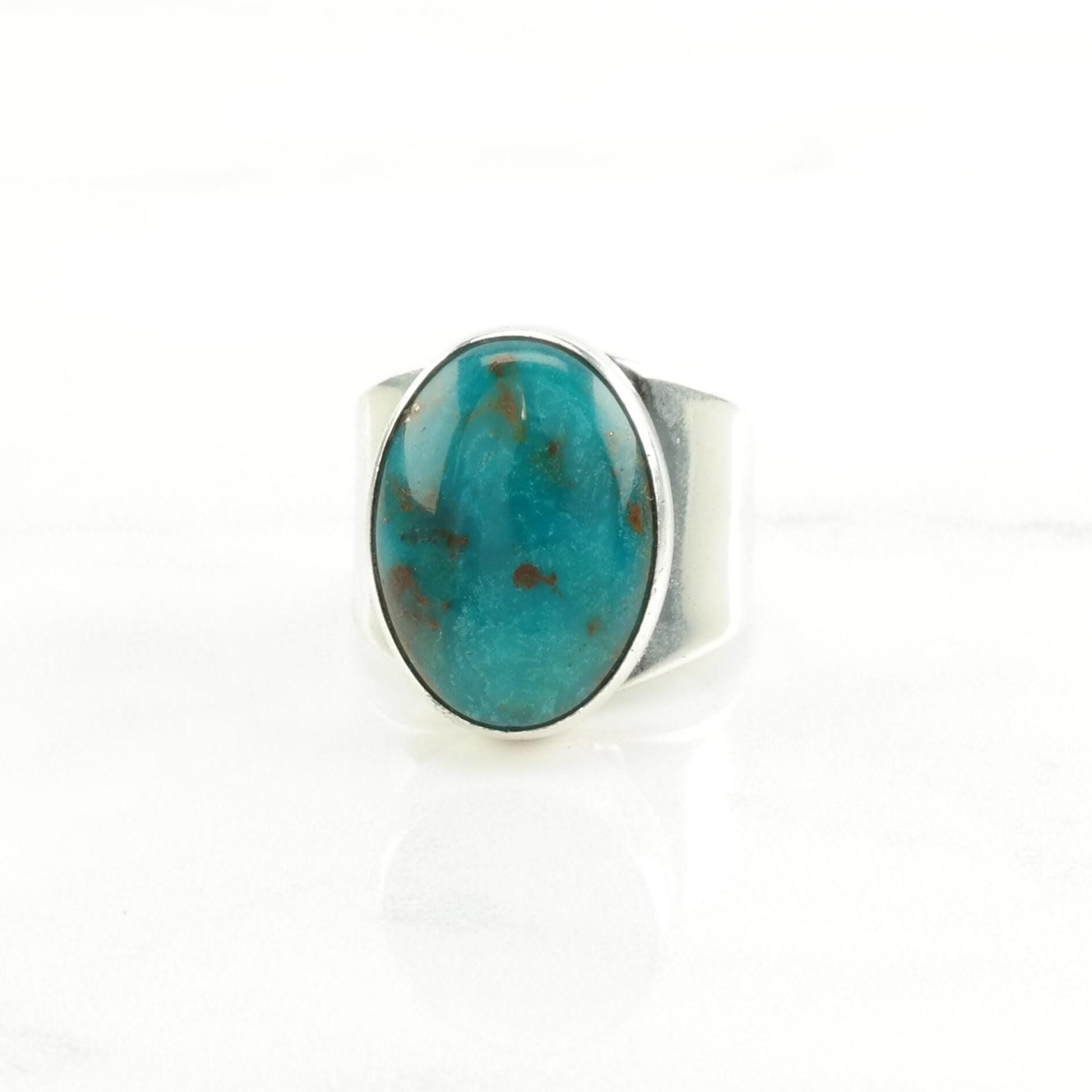 Vintage DTR Silver Ring Turquoise Modernist Sterling Blue Size 7 1/4 - Etsy
