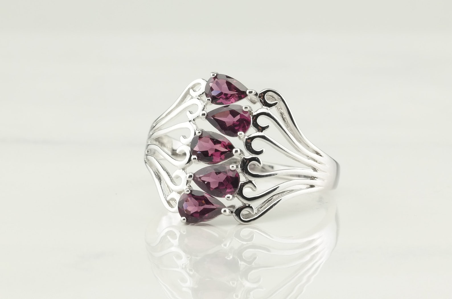 Vintage Sterling Silver Ring Pyrope-almandine Garnet Size 12 - Etsy