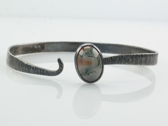 Sterling Silver Cuff Bracelet Moss Agate - Gem