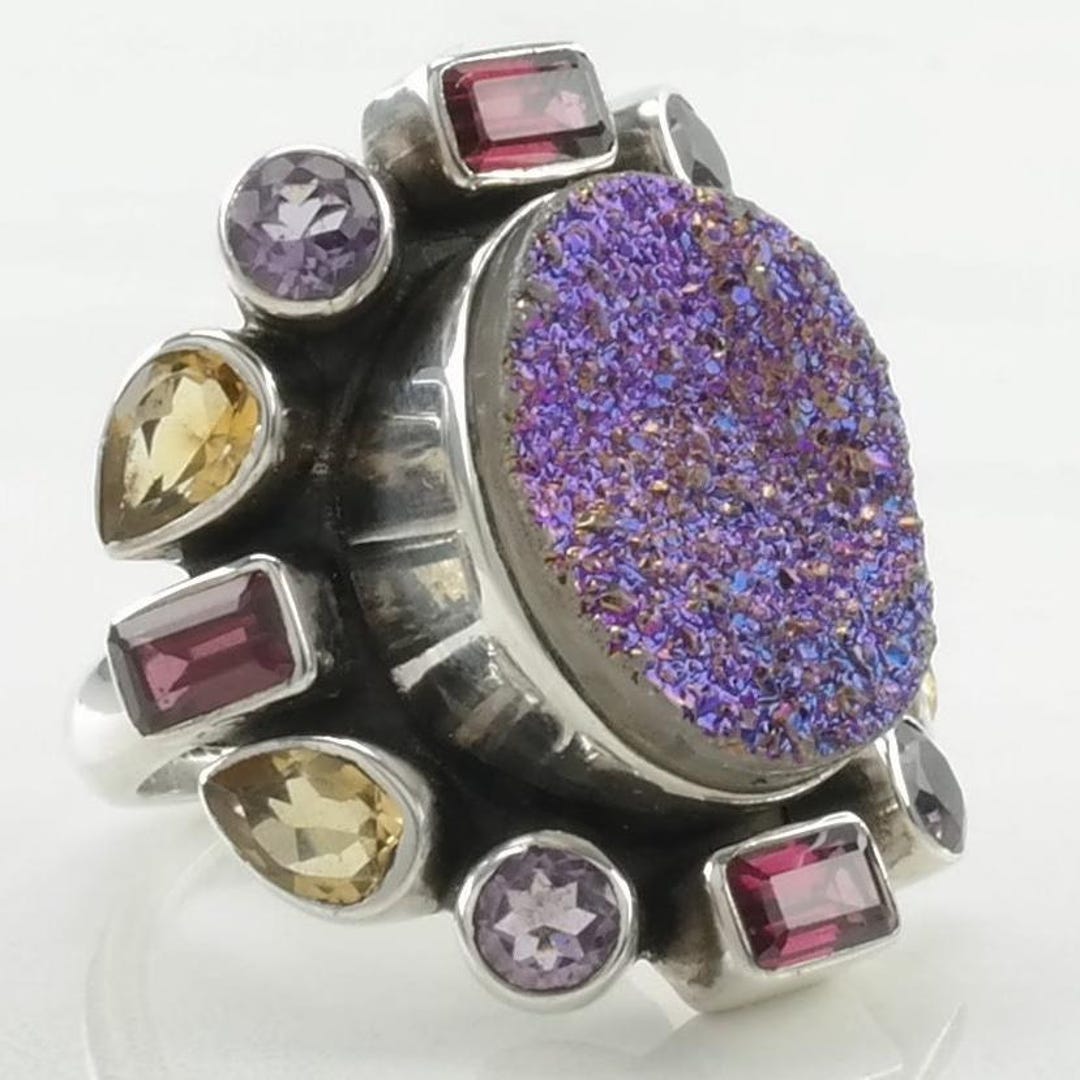 Vintage Nicky Butler Silver Ring Quartz, Garnet, Amethyst, Citrine ...