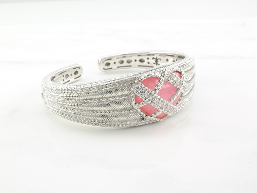 Judith Ripka Cuff Bracelet Pink Chalcedony Heart Sterling Silver - Etsy