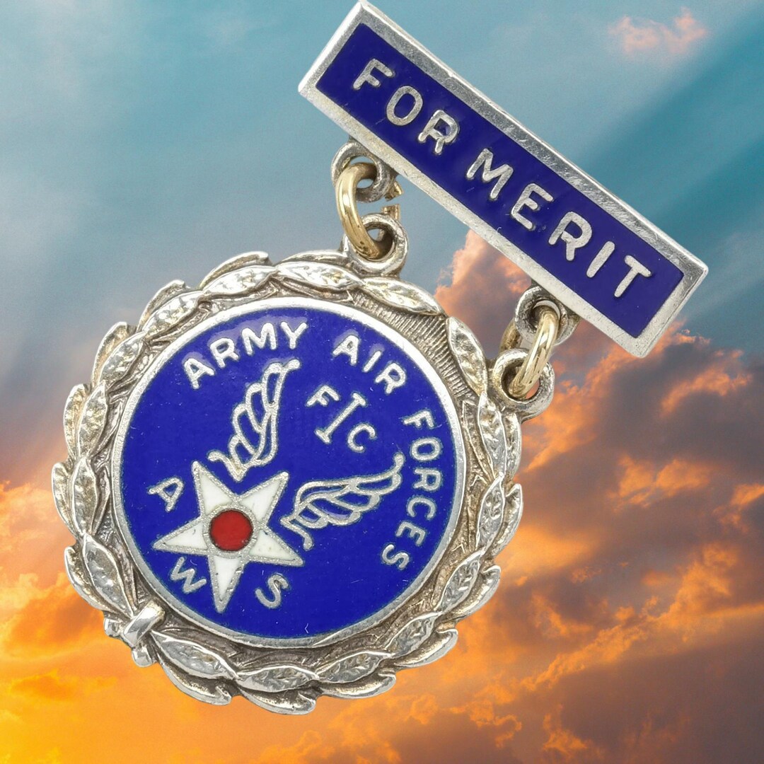 WWII Sterling Silver Brooch Army Air Forces (AWS) for Merit Enamel - Etsy