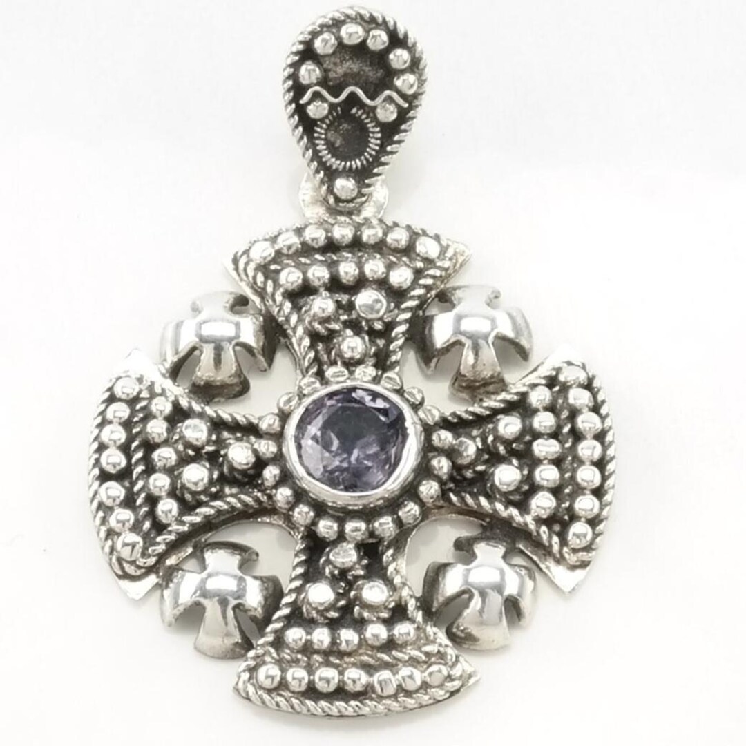 Vintage Created Alexandrite Jerusalem Cross Sterling Silver Pendant - Etsy