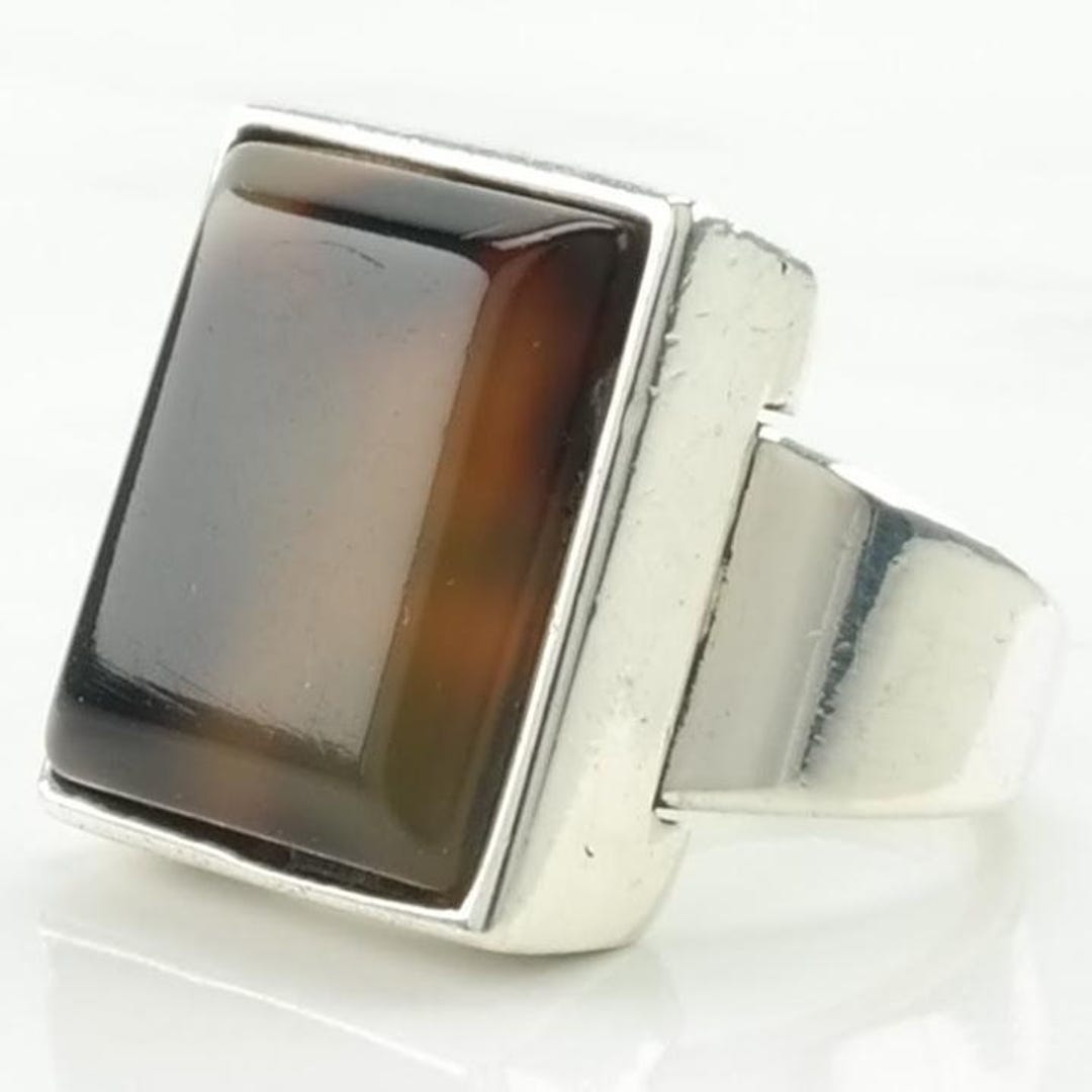 Vintage Sterling Silver Ring Resin Brown Size 5 1/2 - Etsy