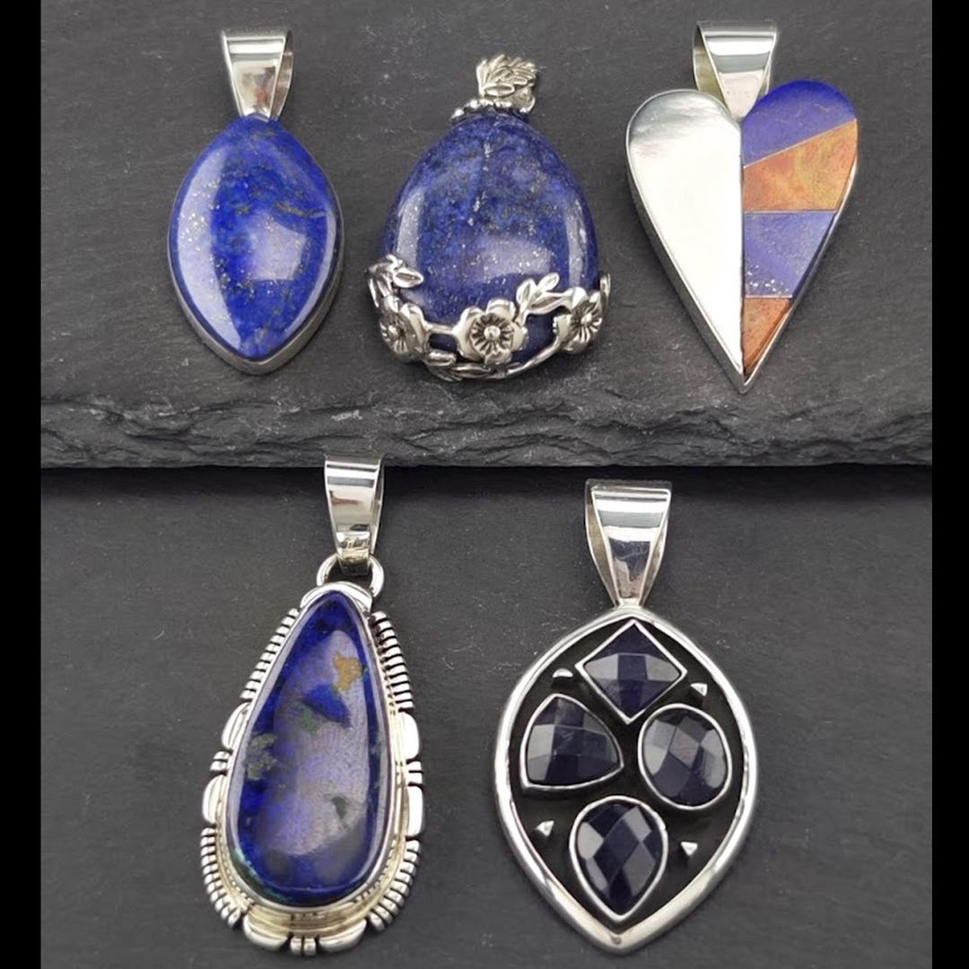 Choice of Vintage Blue Gemstone Pendants Sterling Silver - Etsy