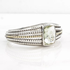 Vintage Lagos Sterling Silver Cuff Bracelet Green Prasiolite 18k Gold ...