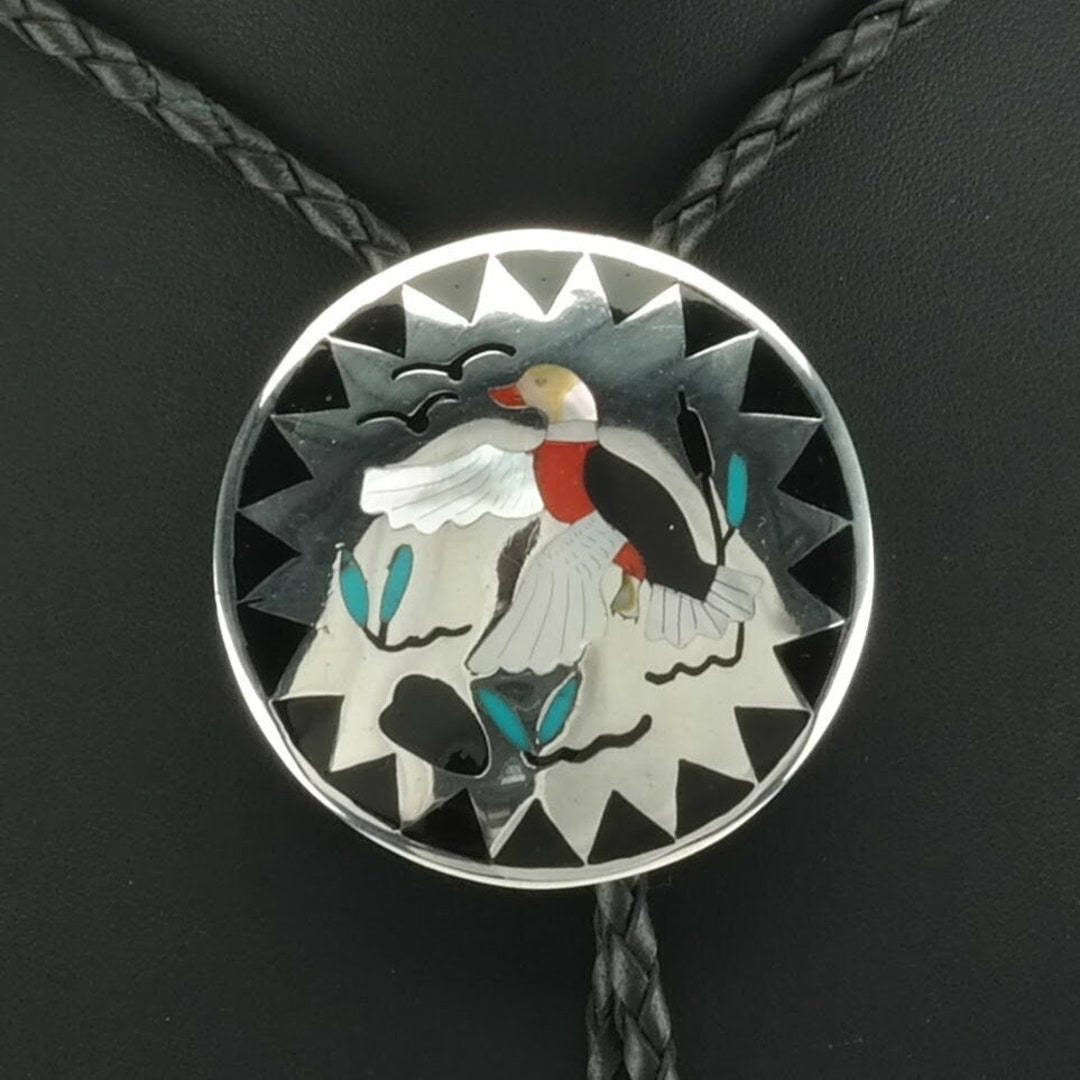 Inlay Bolo Tie Native American Sterling Silver Duck Bird Necklace - Etsy