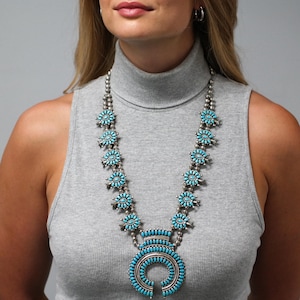 Historic Alice Quam, Zuni, Native American Squash Blossom Necklace ...