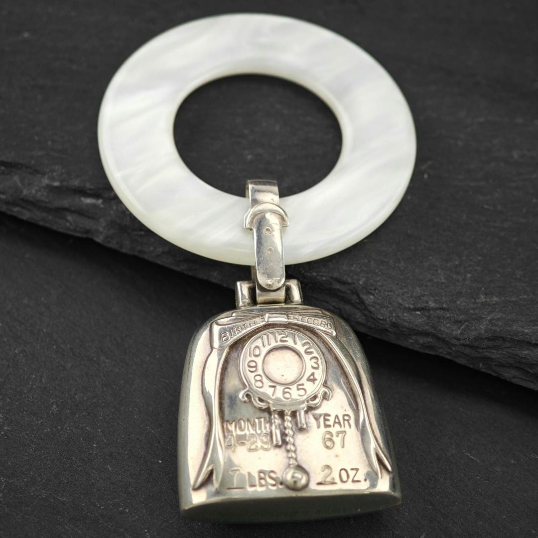 Vintage Sterling Silver Mother of Pearl, Engraved Web Mop 1960's Baby ...