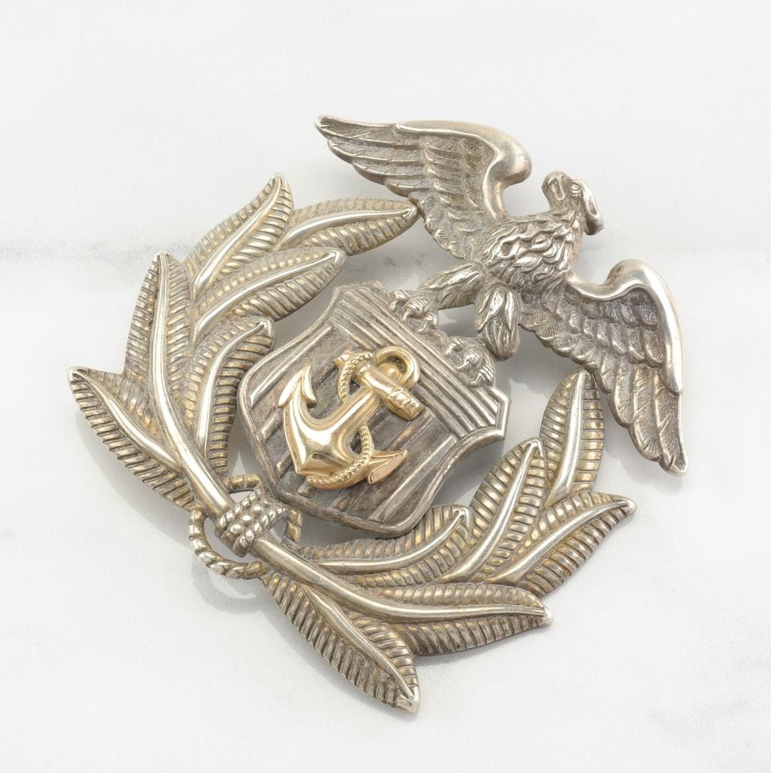 WW2 US Navy Officers Cap Emblem Sterling Silver - Etsy