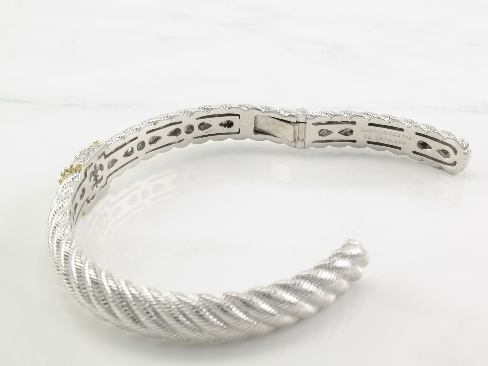 Judith Ripka Sterling Silver Cuff Bracelet CZ Gold Accent - Etsy