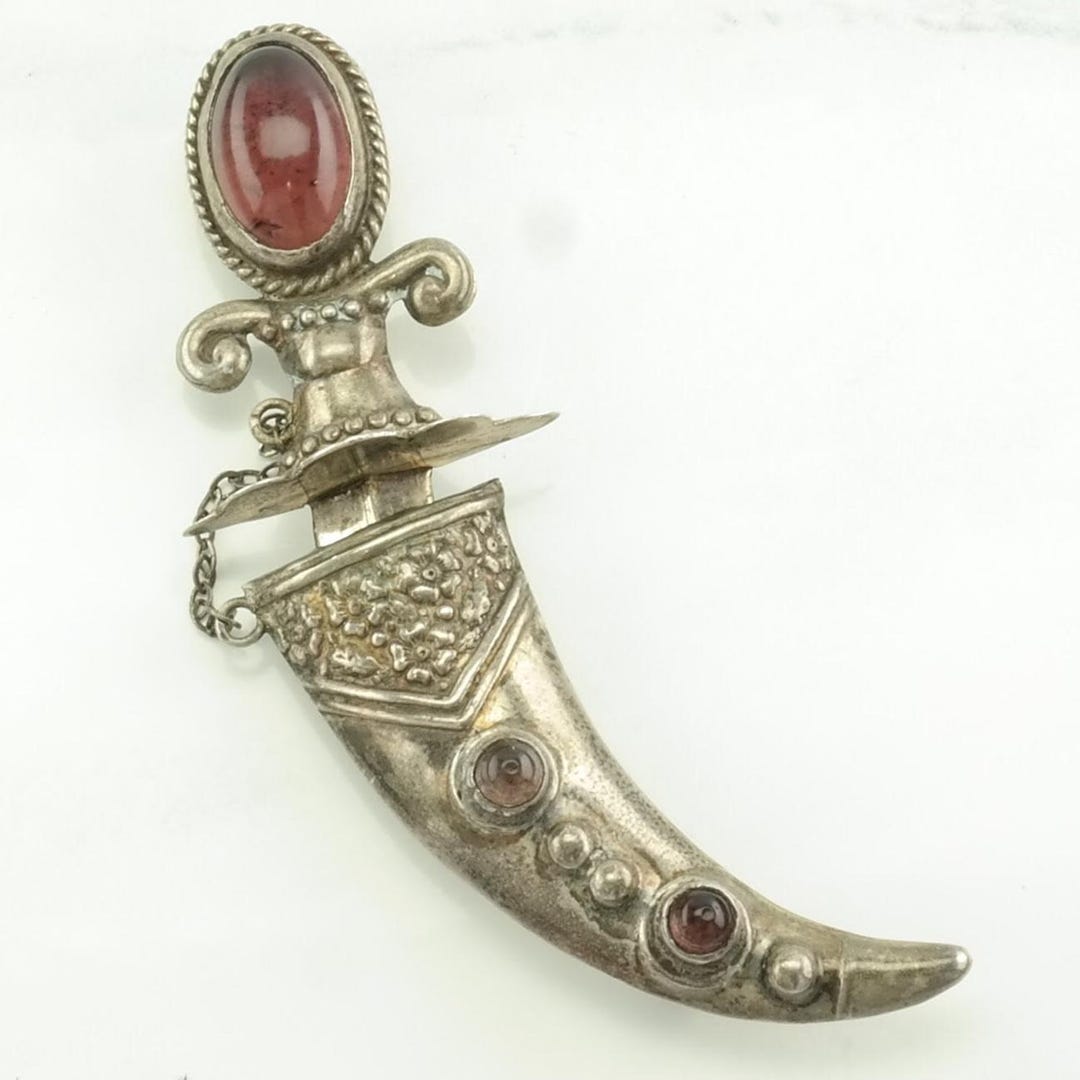 Vintage Sword Pink Silver Brooch Garnet Sterling - Etsy