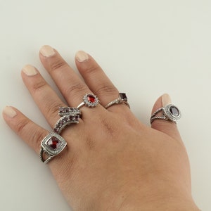 Vintage Sterling Silver Red CZ Ring Size 6 - Etsy